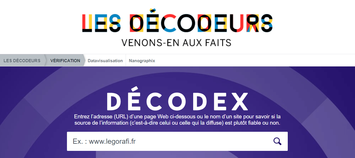 Le Décodex : outil permettant de vérifier la fiabilité des sites d ...
